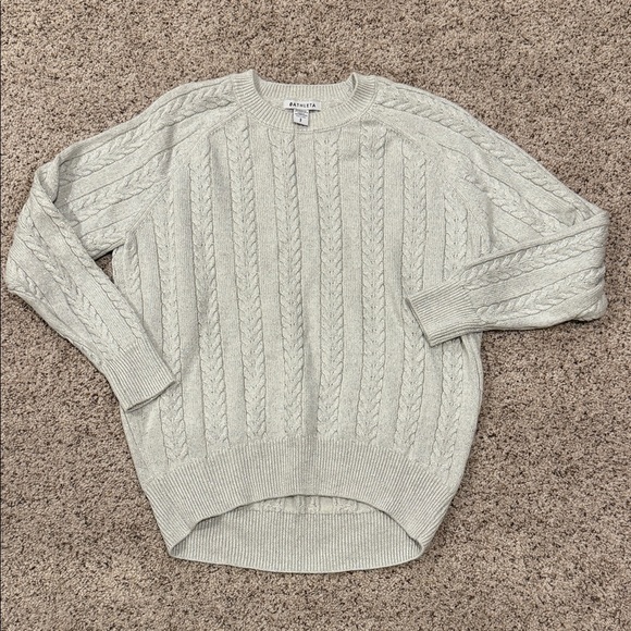 Athleta | Sweaters | Athleta Light Gray Metallic Cable Knit Sweater ...